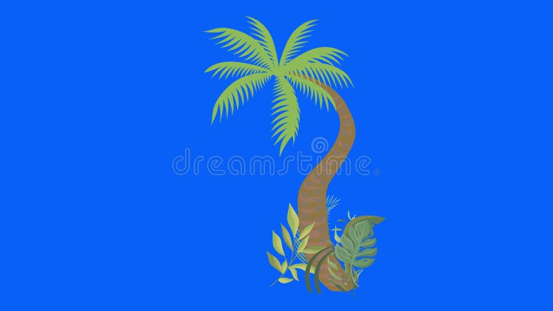 Palm Tree Moving by Wind, Chroma Key, Seamless Loop Animation Stock ...