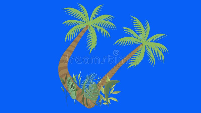 Palm Tree Moving by Wind, Chroma Key, Seamless Loop Animation Stock ...
