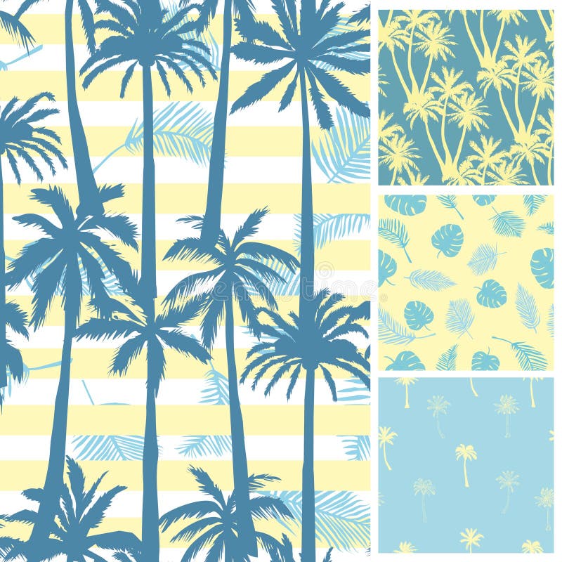 Palm Tree Pattern. Seamless Hand Drawn Textures on Exotic Trendy ...
