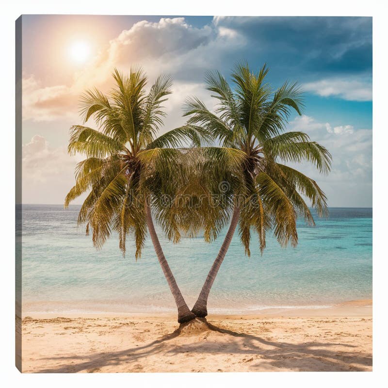 Palm tree sea beach photo stock illustration. Illustration of water ...