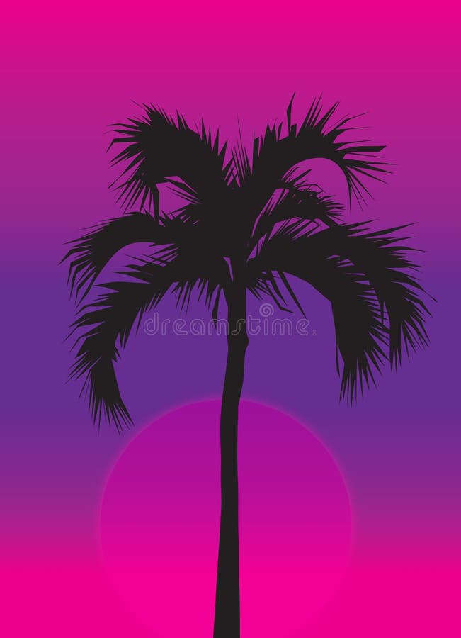Palm Tree At Purple Sunset Picture. Image: 2399557