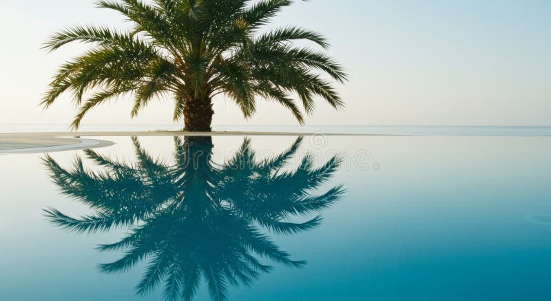 Palm Tree Reflection in a Tranquil Pool Stock Illustration ...