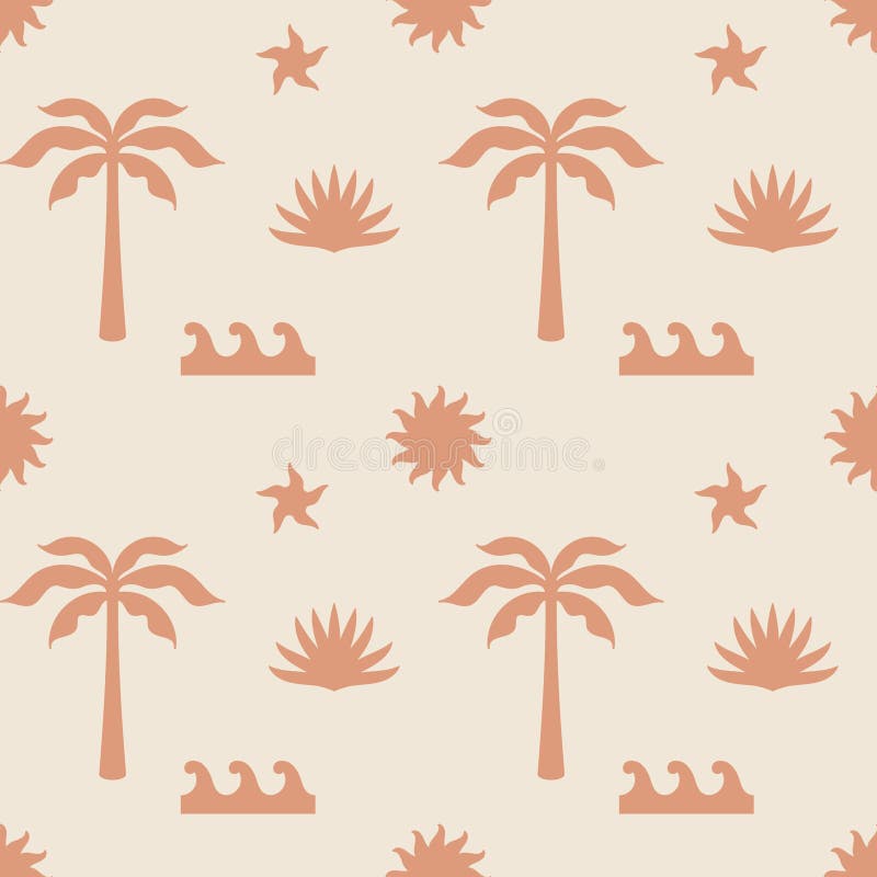 Palm Tree Seamless Pattern. Beach Boho Tropical Summer Background Stock ...