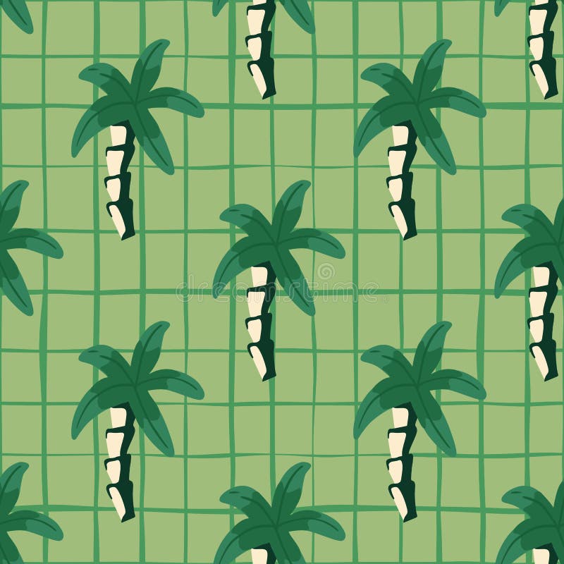Geometric Tropical Palm Tree Seamless Pattern. Cute Green Palm ...
