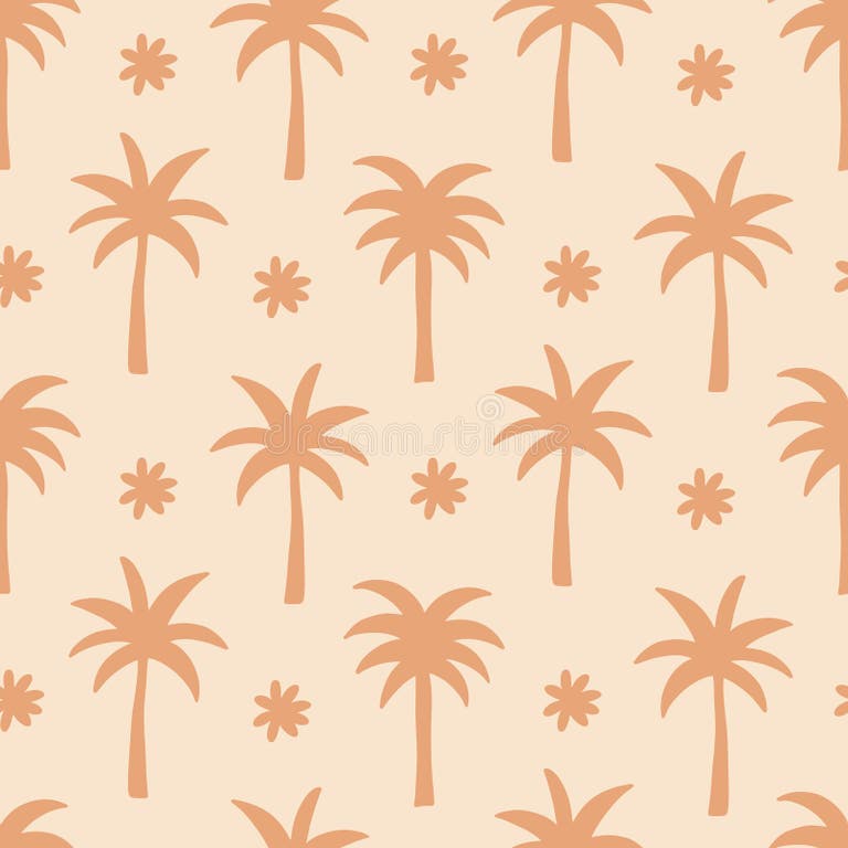 Palm Tree Seamless Pattern Tropical Background Stock Illustration - Illustration of island ...