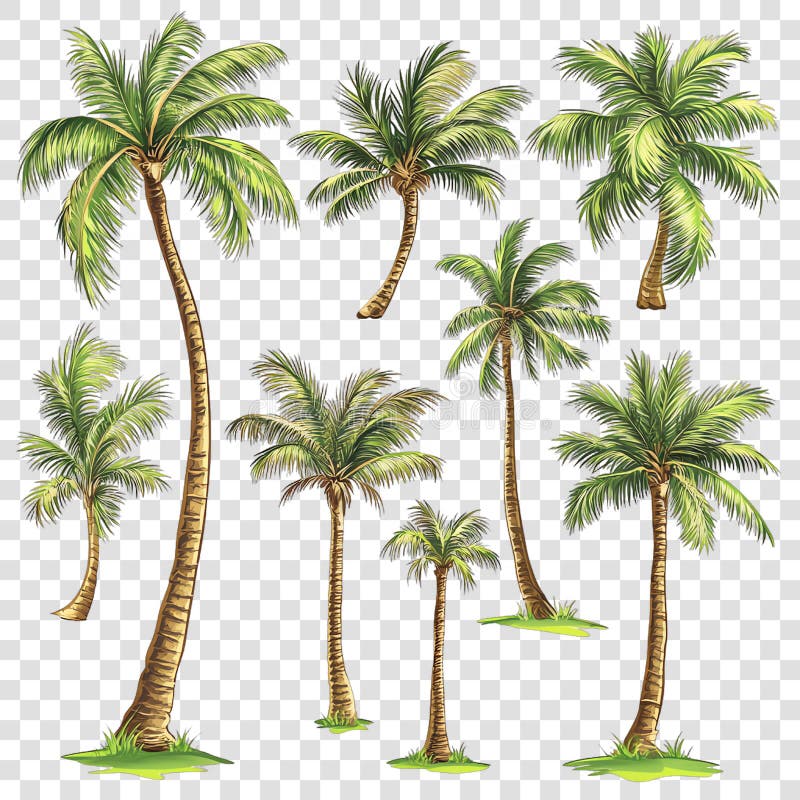 Palm tree set stock image. Illustration of leaf, silhouettes - 341529197
