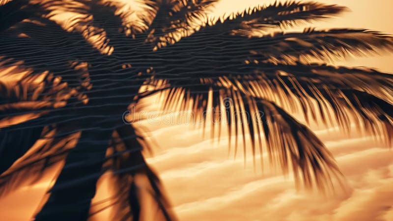 A Palm Tree Shadow Cast Over a Smooth Sandy Surface with Soft Sunlight ...