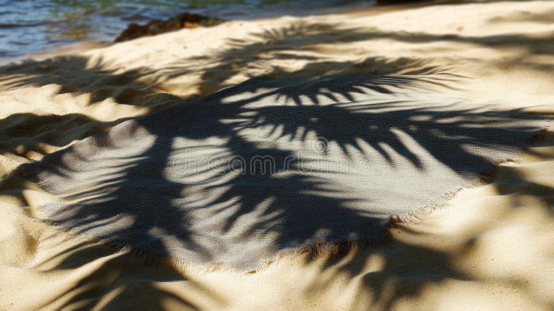 Palm Tree Shadow on Sandy Beach Stock Illustration - Illustration of ...