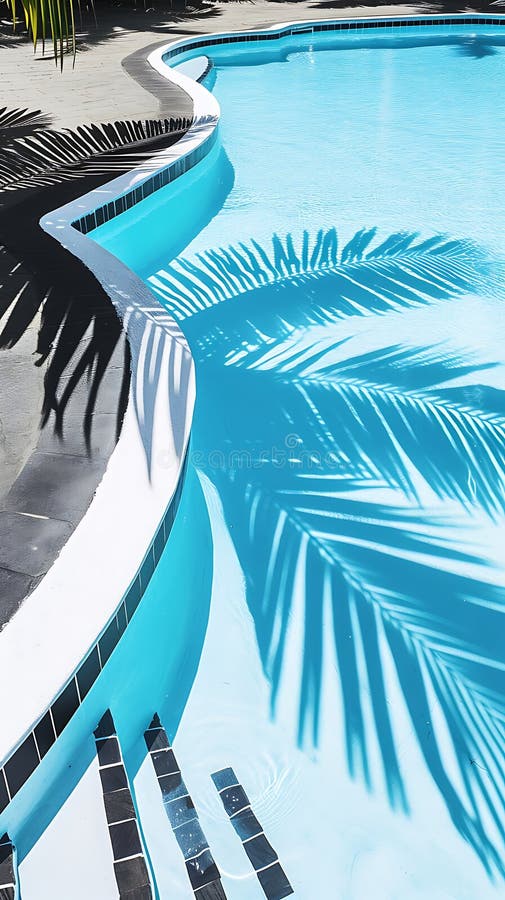 Palm Tree Shadow on Swimming Pool. Generative AI Stock Illustration ...