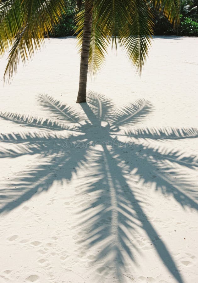 Palm Tree Shadow on White Sand Beach Stock Illustration - Illustration ...