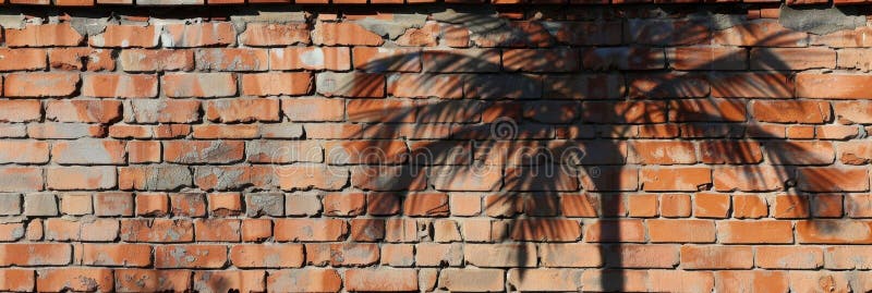 Palm Tree Shadows on Brick Wall Texture, Palm Branch at Sunlight ...