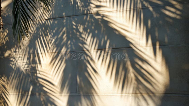 Palm Tree Shadows Cast on a Beige Brick Wall Stock Illustration ...