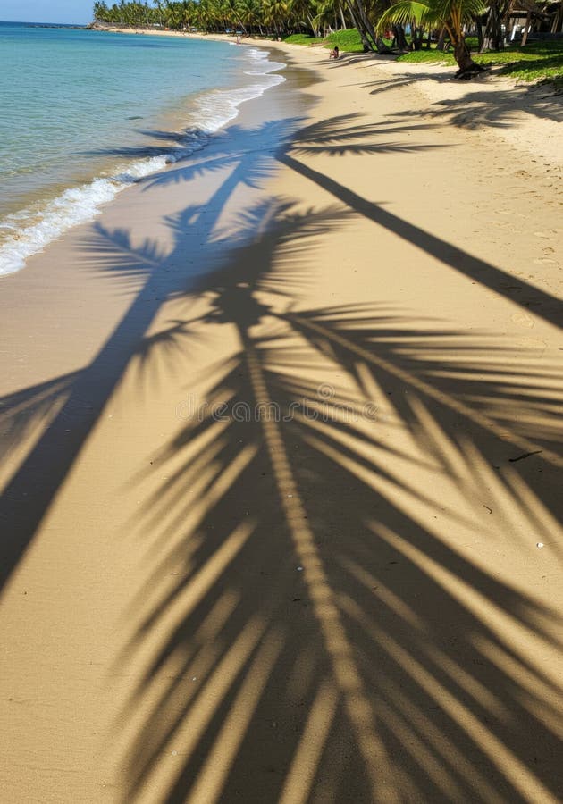 Palm Tree Shadows on a Tropical Beach Stock Illustration - Illustration ...