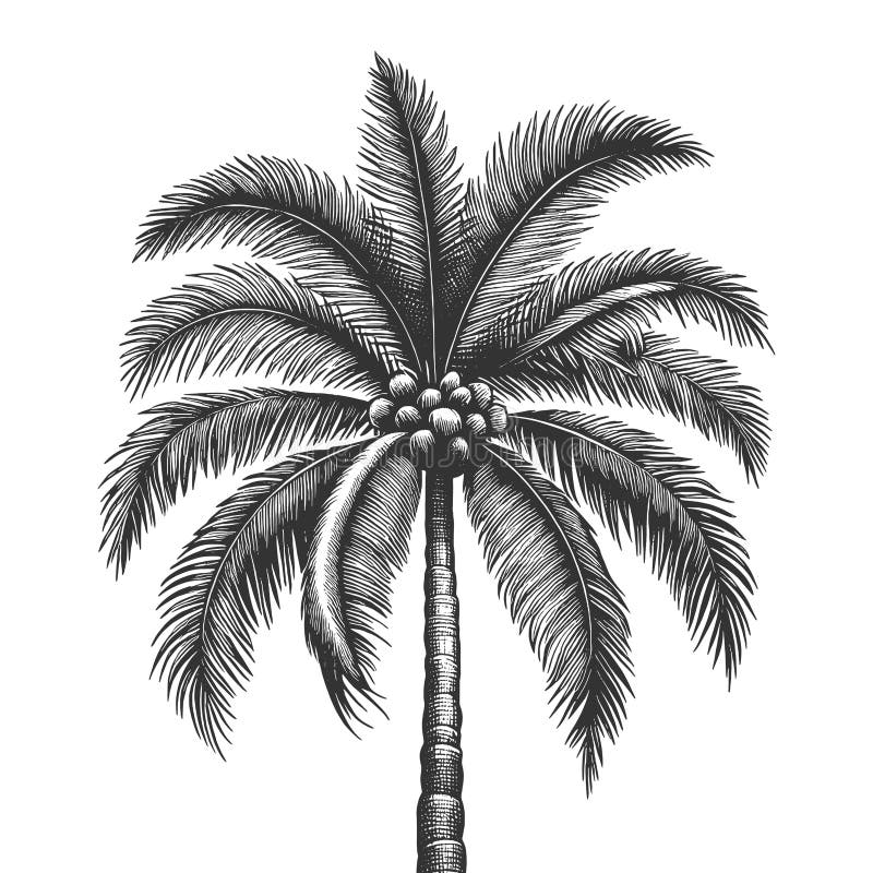 Palm Tree Engraving Sketch Vector Illustration Stock Vector ...