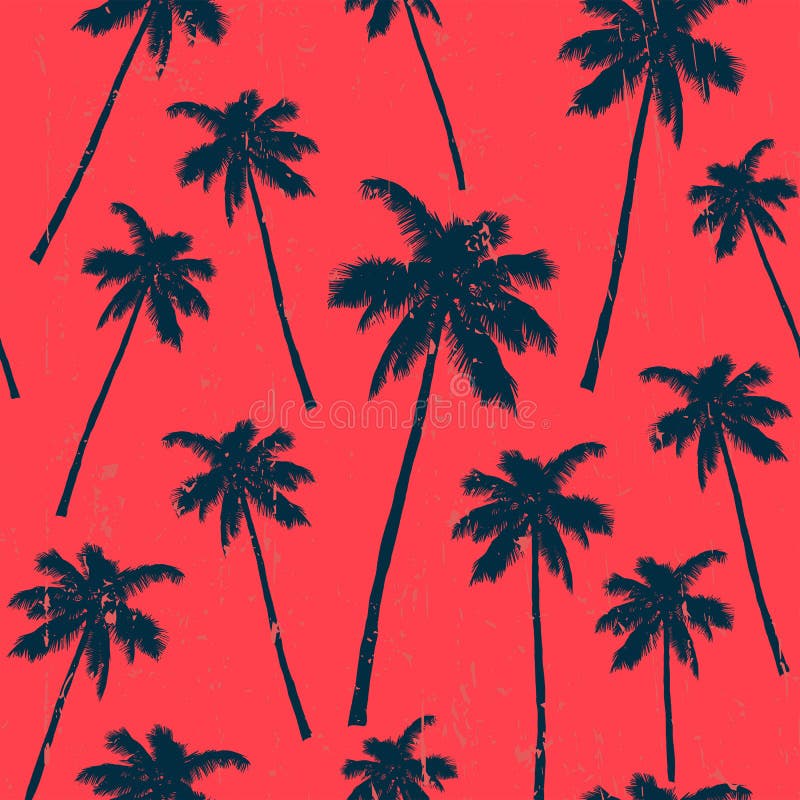 The Palm Tree Silhouette Vintage Seamless Pattern Stock Vector ...
