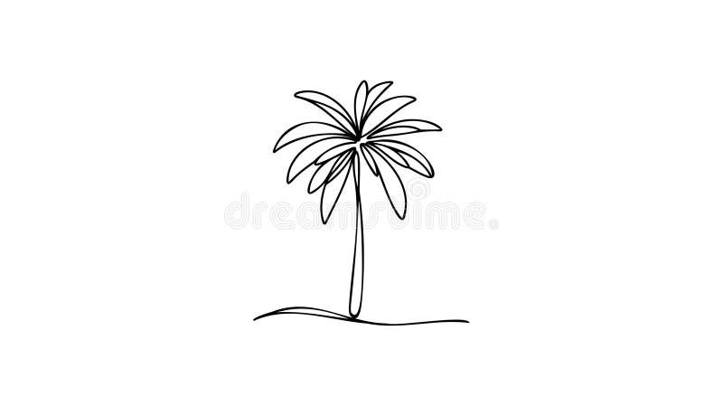 Palm Tree Single Line Continuous Drawing. Abstract Line Art Stock ...