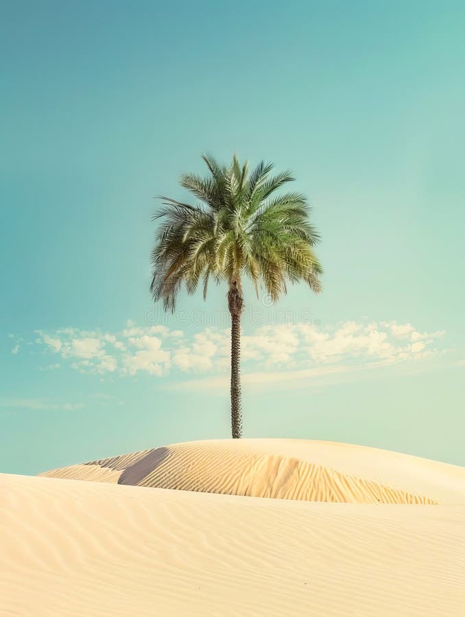 A Palm Tree Stands Alone in the Desert Stock Photo - Image of tree ...