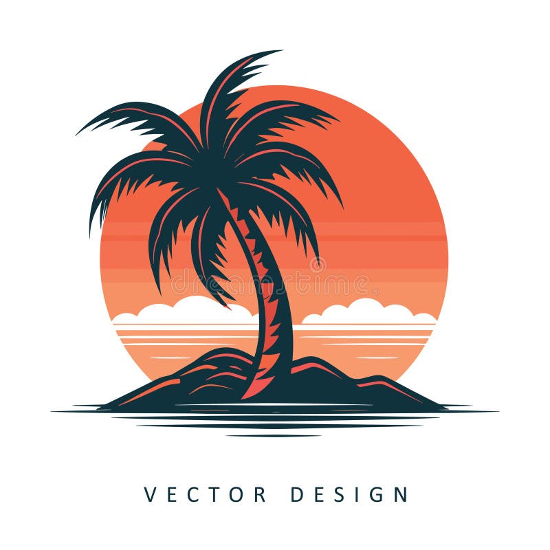 Palm Tree Summer Vacation Minimalist Vector Design AI Generated Stock ...