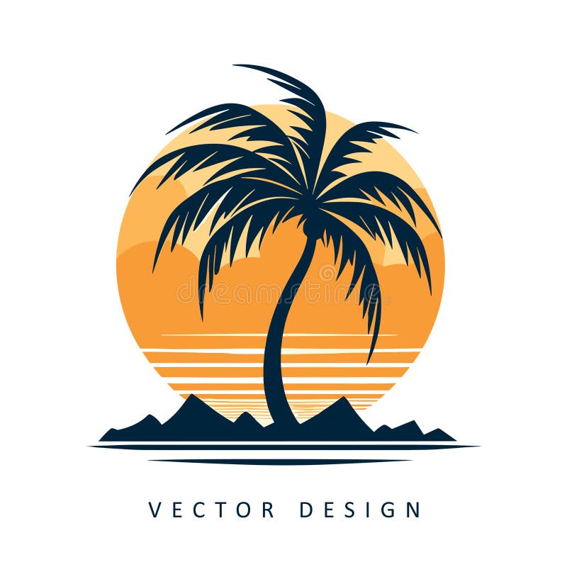 Palm Tree Summer Vacation Minimalist Vector Design AI Generated Stock ...