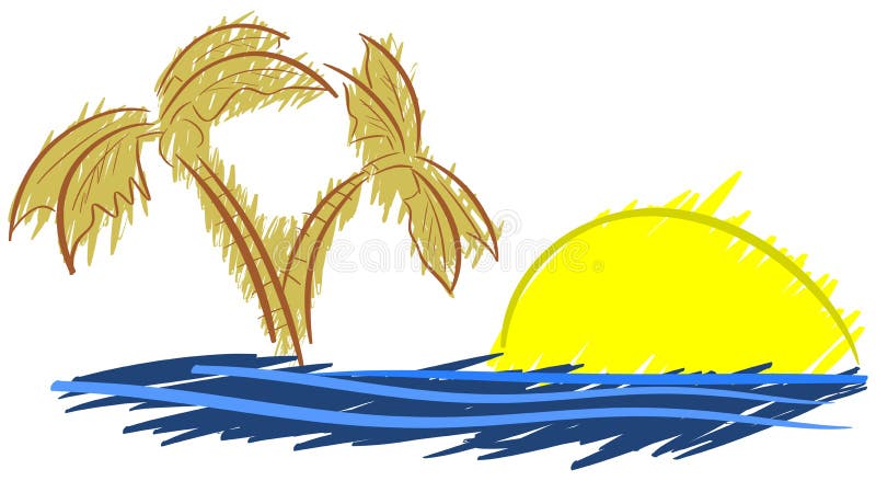 Palm Tree with Sun Isolated Stock Vector - Illustration of city ...