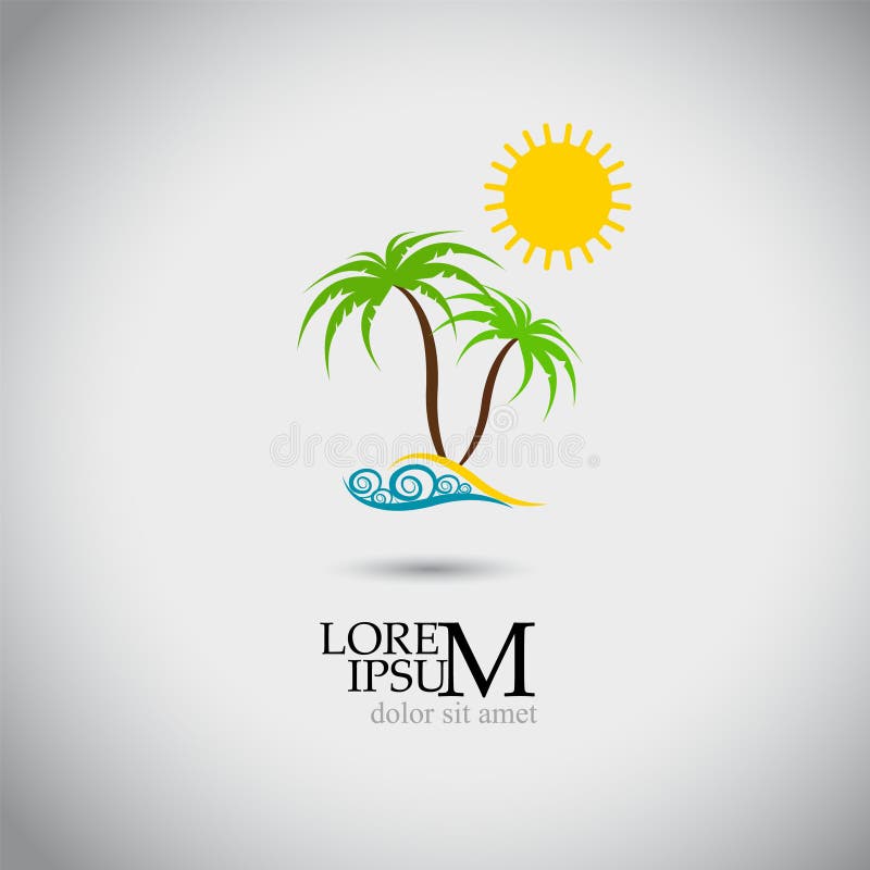 Palm Tree and Sun Logo. Vector Illustration Stock Vector - Illustration ...