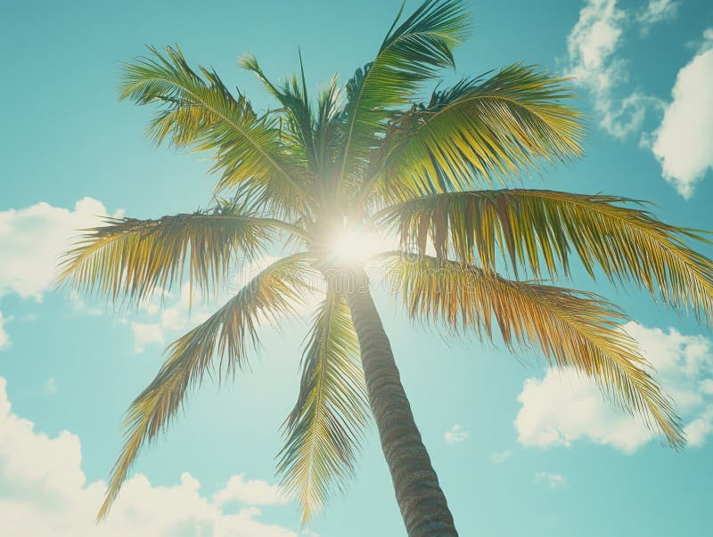 Palm Tree and Sun stock image. Image of nature, generated - 385329235