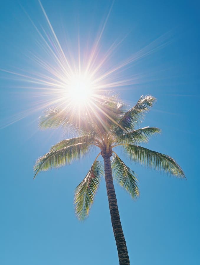 Palm Tree with Sun stock image. Image of outdoor, summer - 379891069