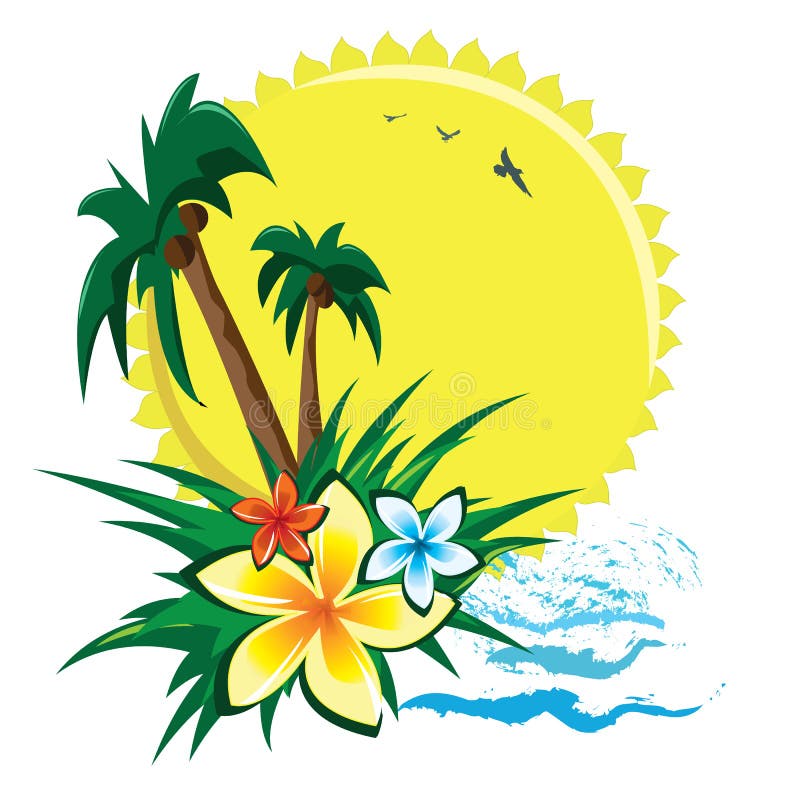 Palm tree and sun stock vector. Illustration of tropical - 57896376