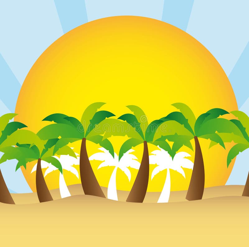 Palm tree and sun vector stock vector. Illustration of trunk - 22043171