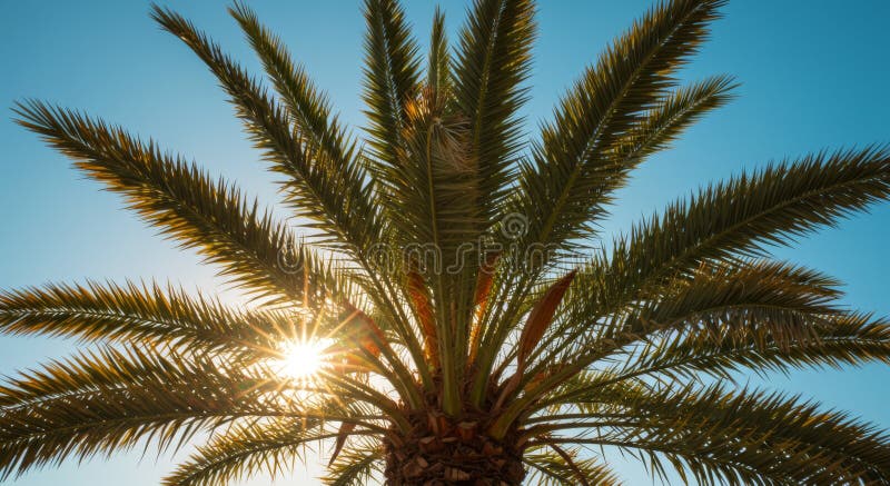 Palm Tree Sunlight Bright Summer Day Stock Illustration - Illustration ...
