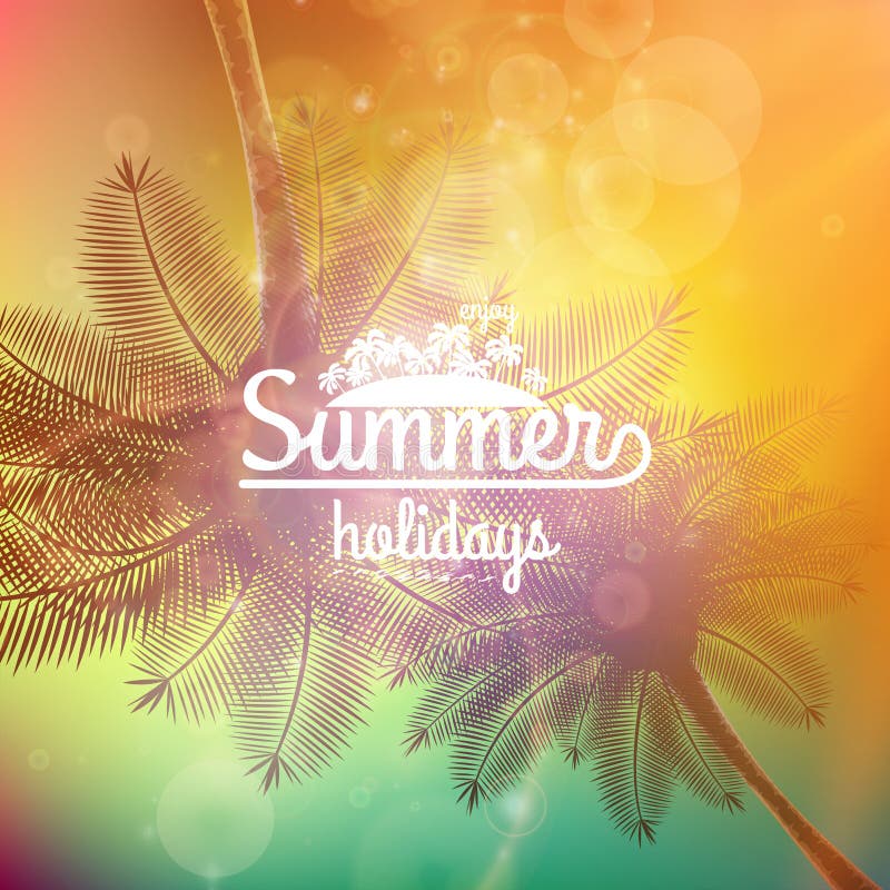 Palm Tree Sunset Typography Poster. Stock Vector - Illustration of ...