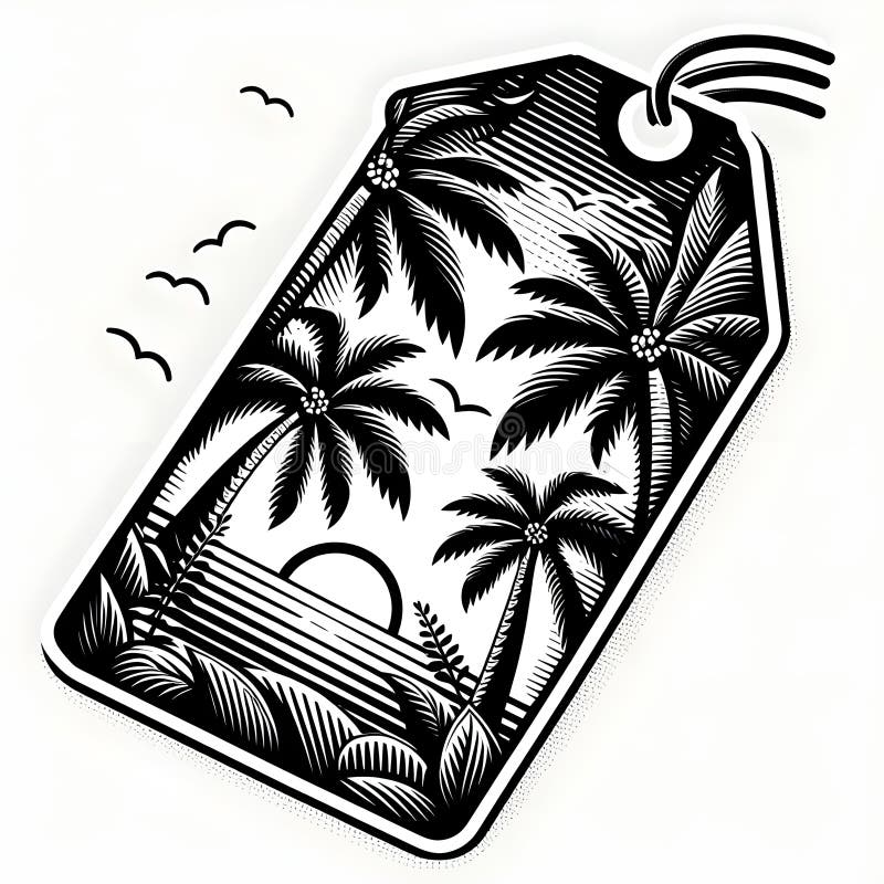 The palm tree tag stock illustration. Illustration of design - 312542475