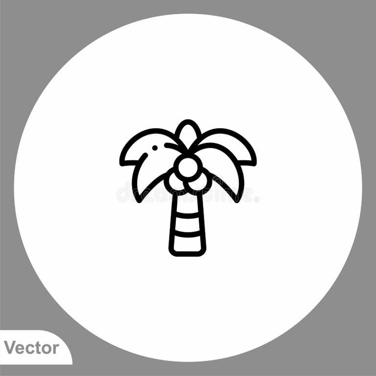 Palm Tree Vector Icon Sign Symbol Stock Vector - Illustration of ...