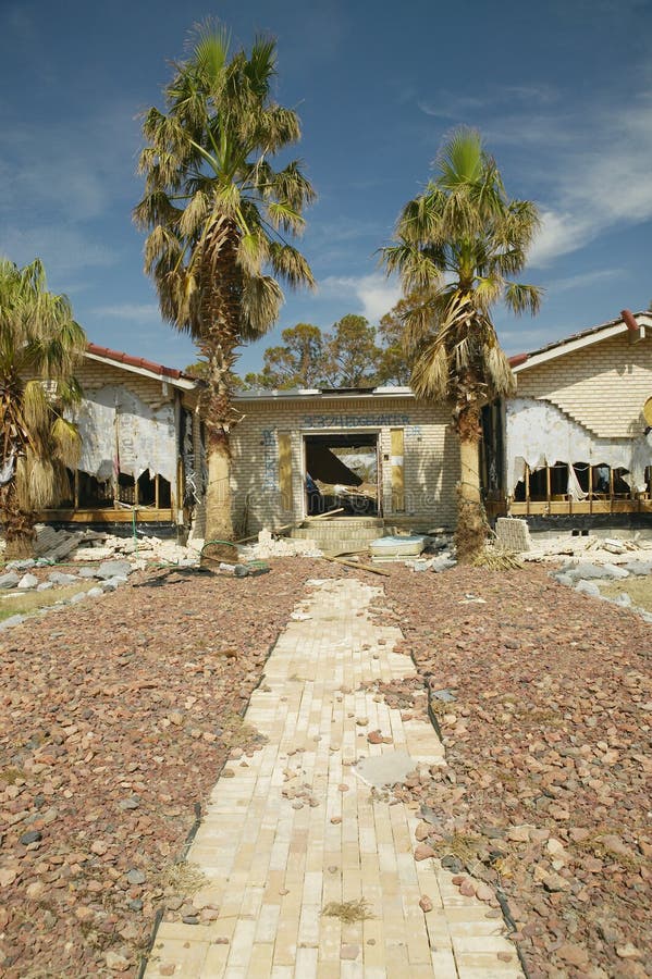 Palm Tree Walkway Leads To House Destroyed Editorial Stock Photo ...
