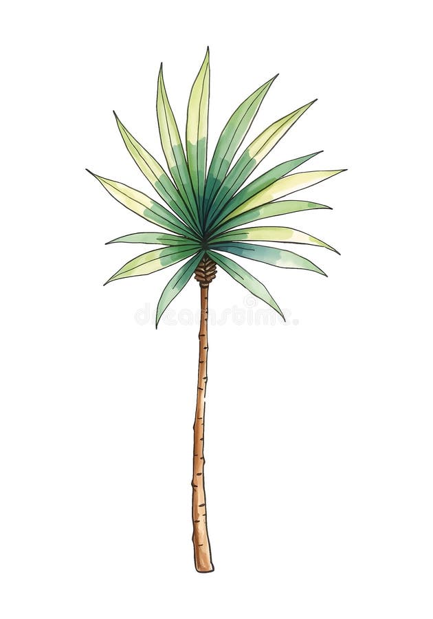 Palm Tree in Watercolour Technique. Vector Illustration. Stock Vector ...