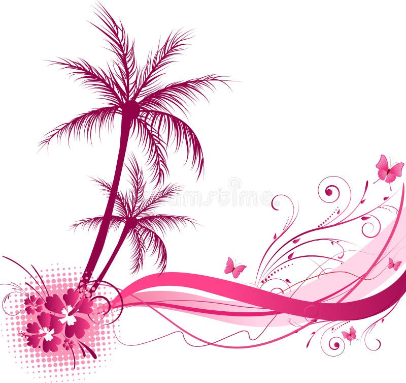 Palm tree with wave design stock vector. Illustration of grunge - 24752720