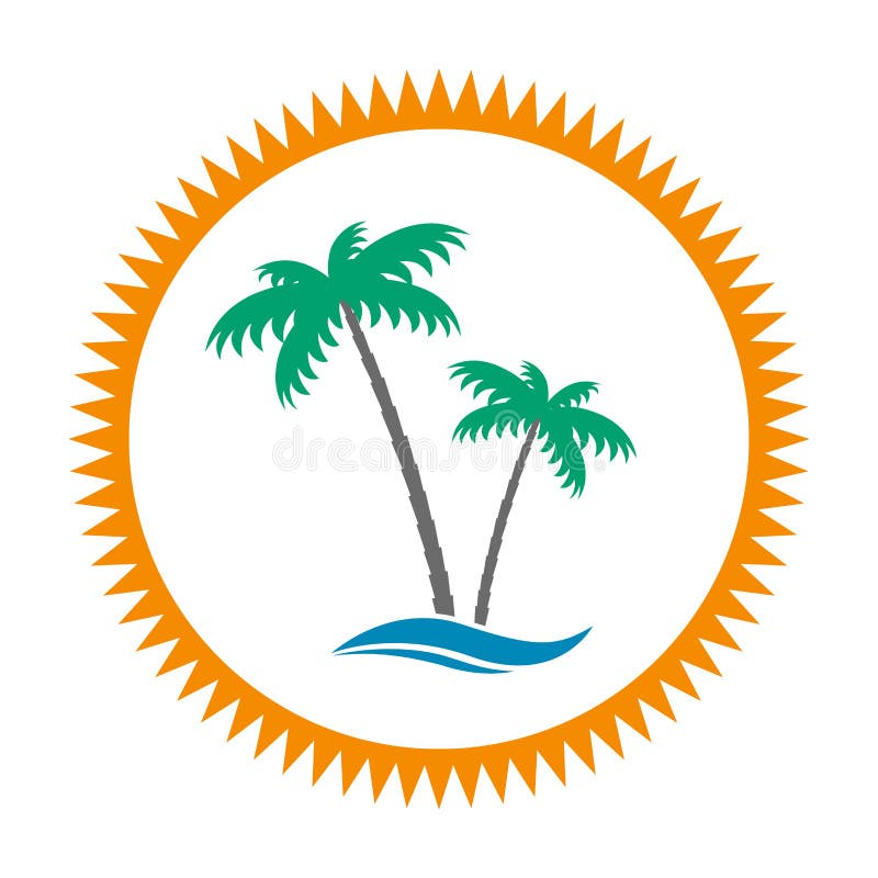 Palm tree wave design stock vector. Illustration of island - 214219035