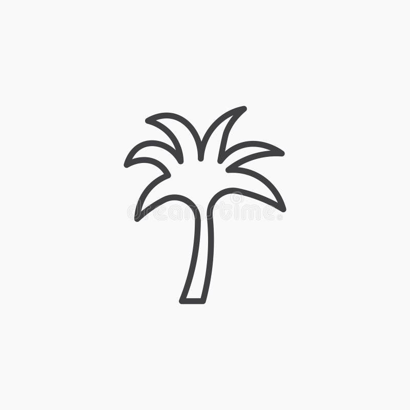 Palm Treeline in Thin Line Black Color. Flat Simple Vector Symbols ...
