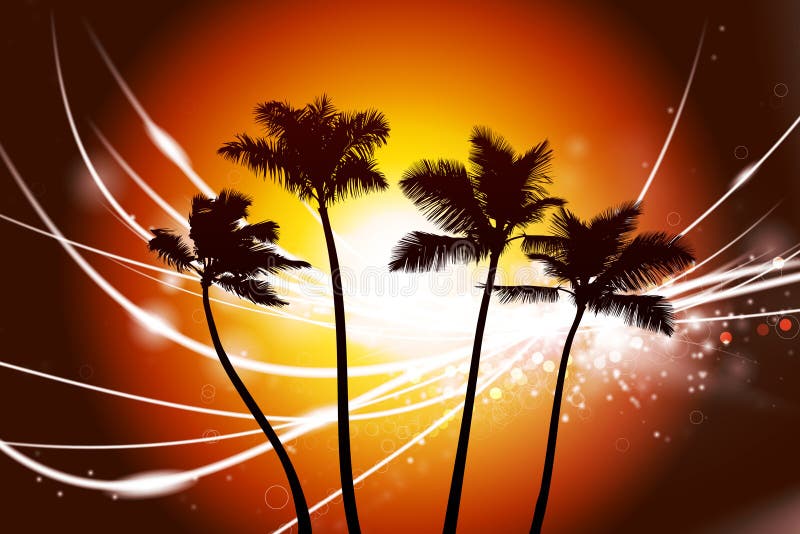 Palm Trees on Abstract Modern Light Background Stock Illustration ...