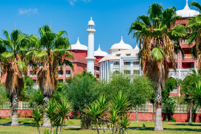 Palm Trees Along Beach Promenade in Side, Turkey Stock Photo - Image of ...