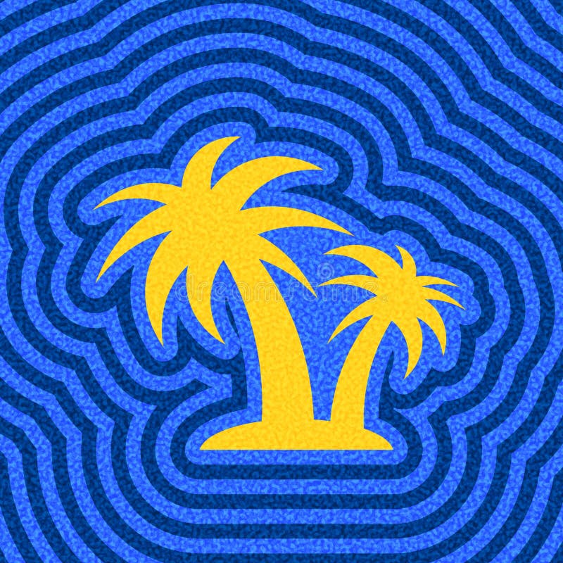 Palm Trees on Blue Retro Ripple Background Stock Illustration ...