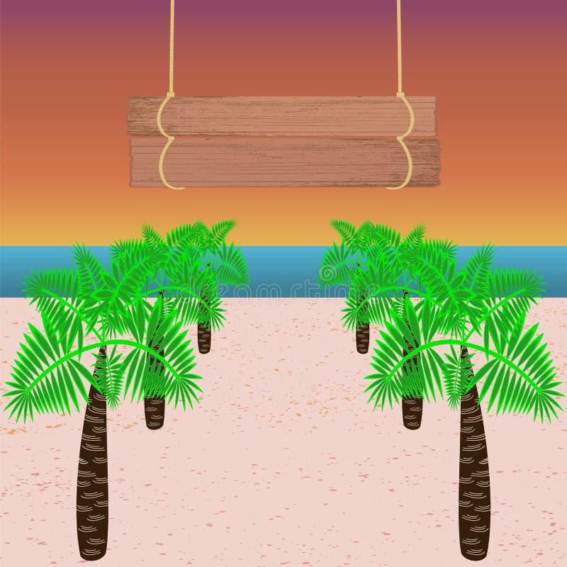 Palm trees with boards stock vector. Illustration of advertisement ...