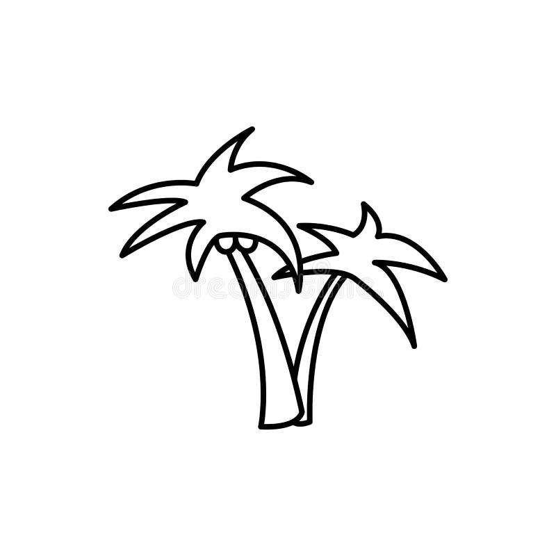 Palm Trees Linear Icon on White Background Stock Vector - Illustration ...