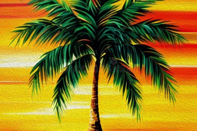 Palm Trees. Oil Painting. Pattern for Printing on Wall Decorations ...