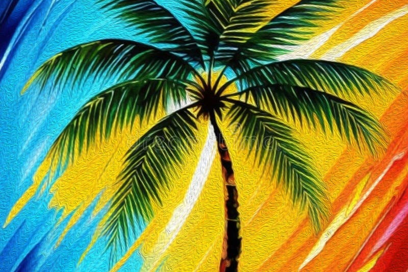 Palm Trees. Oil Painting. Pattern for Printing on Wall Decorations ...