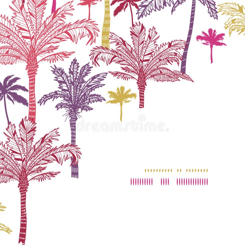 Palm Trees Seamless Corner Decor Pattern Stock Vector - Illustration of ...