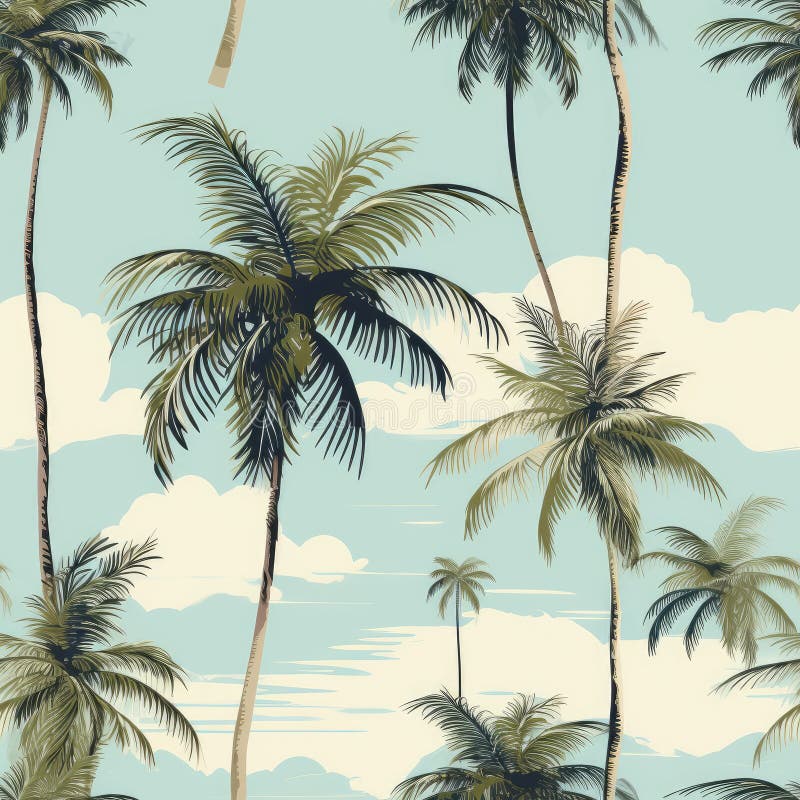 Palm Trees Seamless Pattern Art. Generate Ai Stock Illustration ...