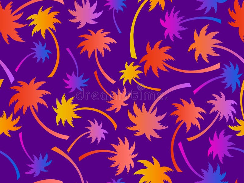 Palm Trees Seamless Pattern. Colorful Gradient Palm Trees. Background ...