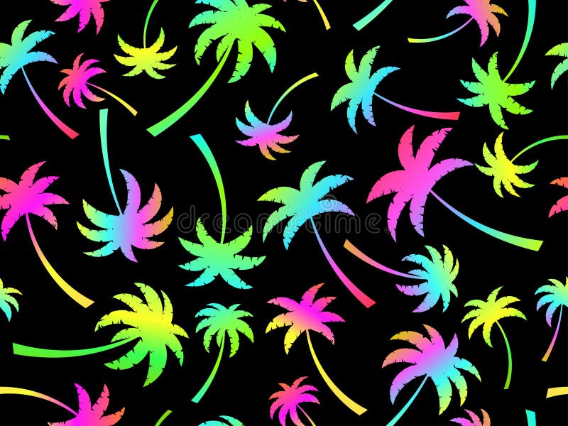 Palm Trees Seamless Pattern. Colorful Gradient Palm Trees. Background ...