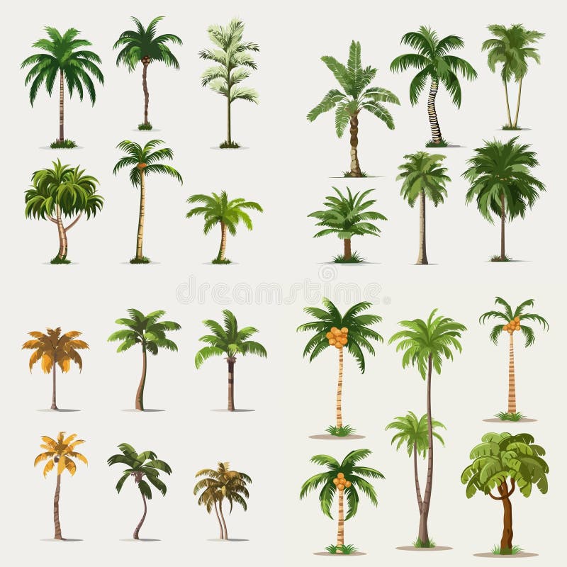 Palm Trees Set Vector Isolated Illustration Stock Vector - Illustration ...